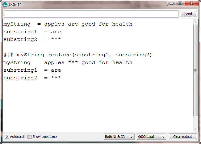 Arduino String Function Replace Substring Etc