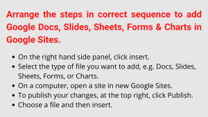 Arrange the steps in correct sequence to add Google Docs, Slides, Sheets, Forms & Charts in ...
